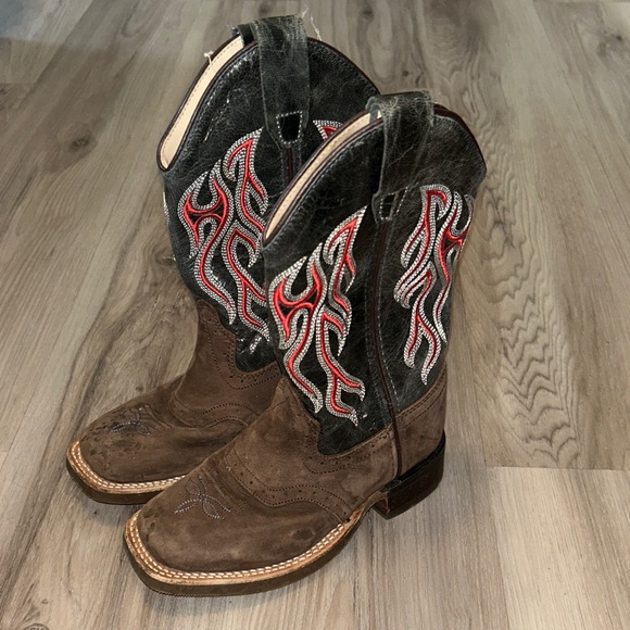Old West | Shoes | Old West Kids Cowboy Boots With Red And Brown Design ...